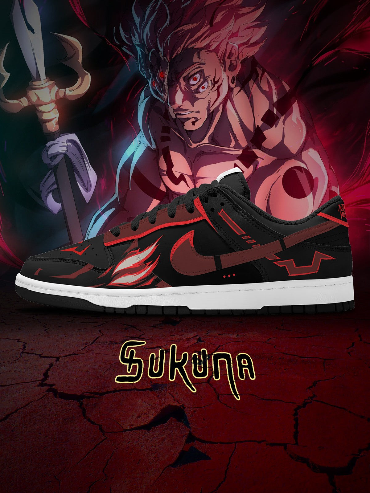 Ryomen Sukuna True Form V.1 Custom Court-Low Sneakers – MoeKyo | Anime ...