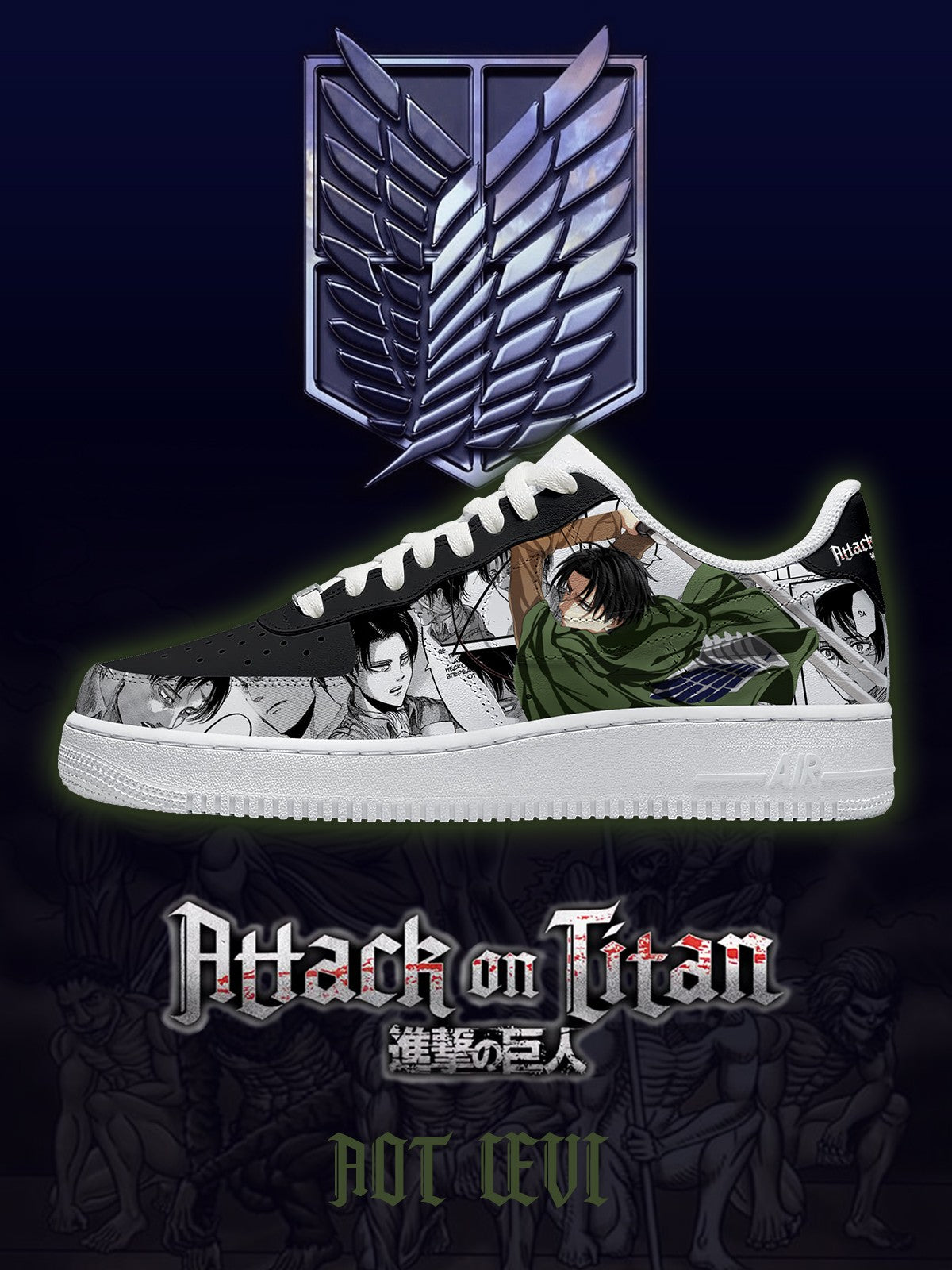 Levi Ackerman V.2 Custom Sneakers – MoeKyo | Anime Merch Store