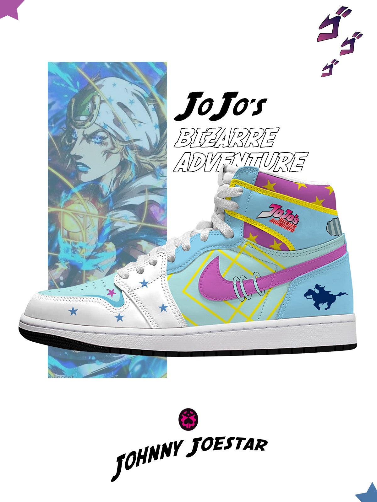 Johnny Joestar V.1 Custom High-Top Sneakers – MoeKyo | Anime Merch Store
