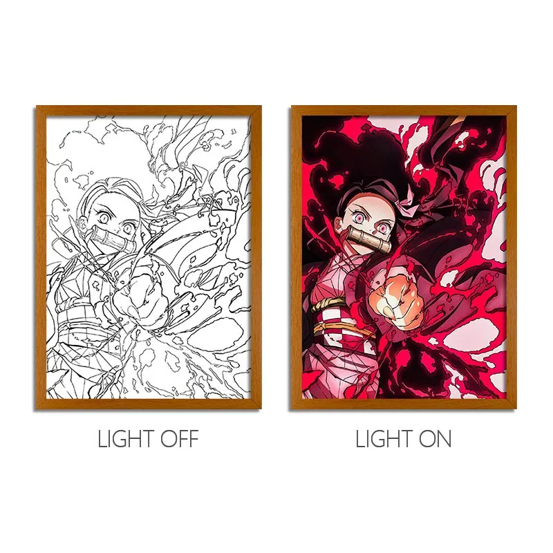 Tanjiro Demon Slayer Anime V.2 – LED Light Painting Photo Frame & Wall ...