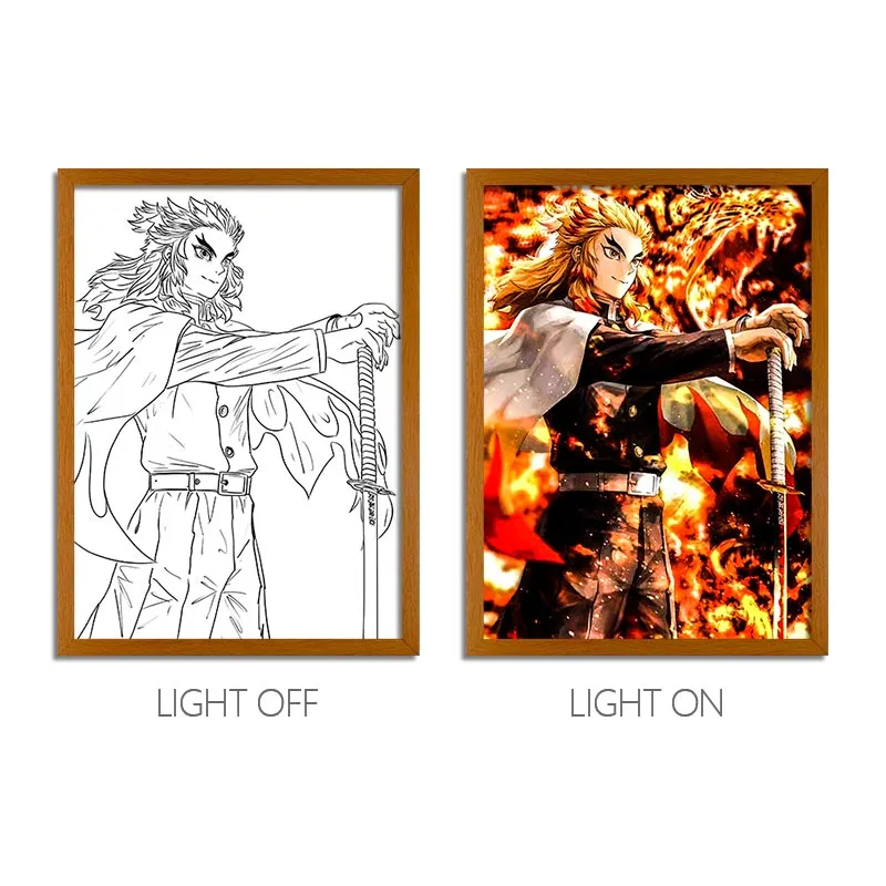 Rengoku Demon Slayer Anime V.2 – LED Light Painting Photo Frame & Wall ...