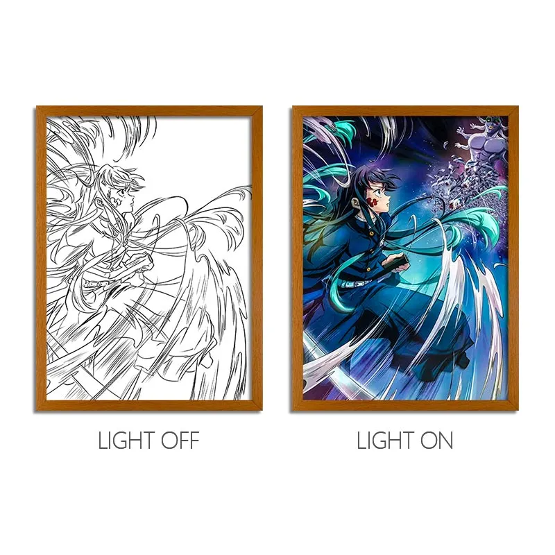 Zenitsu Demon Slayer Anime V.2 – LED Light Painting Photo Frame & Wall ...